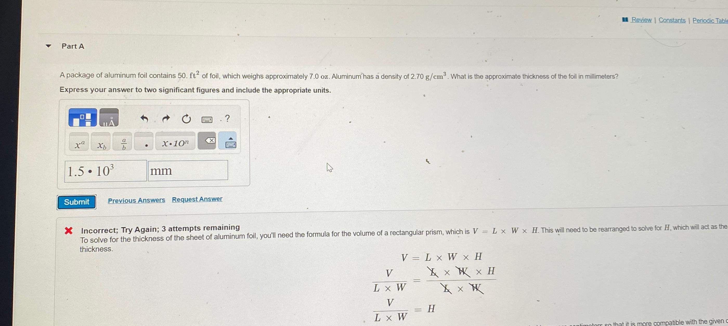 Solved Part A\\nA package of aluminum foil contains | Chegg.com