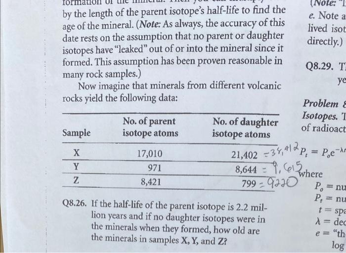 by the length of the parent isotope's half-life to | Chegg.com