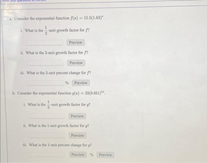 Solved a. Consider the exponential function f(x) = | Chegg.com
