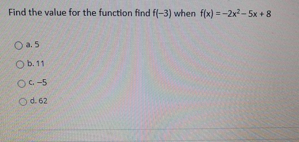 Solved Find the value for the function find f(-3) when f(x) | Chegg.com
