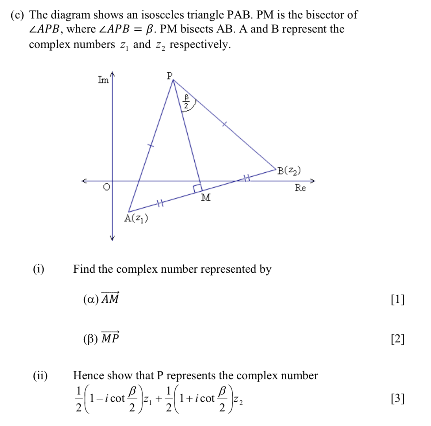Solved (c) ﻿The diagram shows an isosceles triangle PAB. PM | Chegg.com