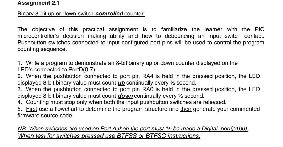 Solved Assignment 2.1 Binary 8-bit up or down switch | Chegg.com