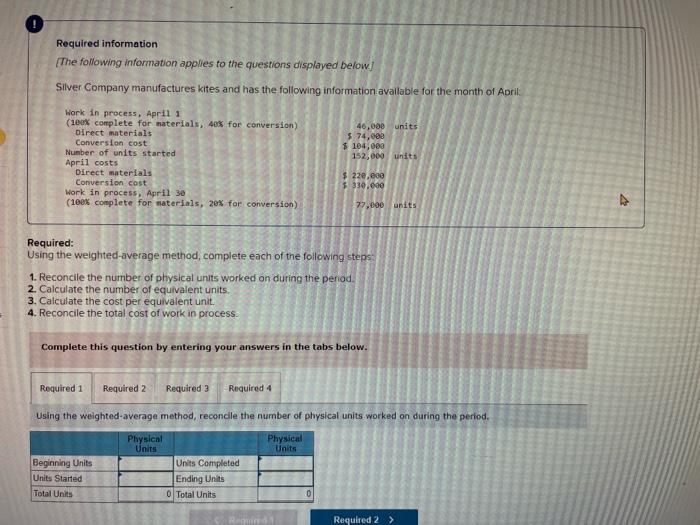 Reconcile the number of physical units to find the | Chegg.com