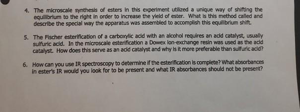 Solved 4. The microscale synthesis of esters in this | Chegg.com