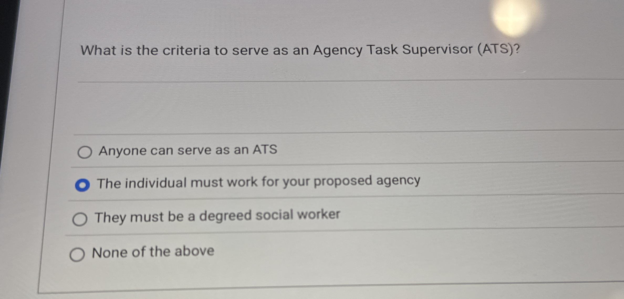 What is the criteria to serve as an Agency Task | Chegg.com