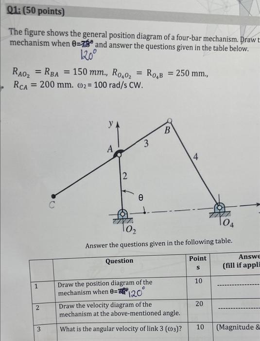 Solved 01: (50 points) The figure shows the general position | Chegg.com