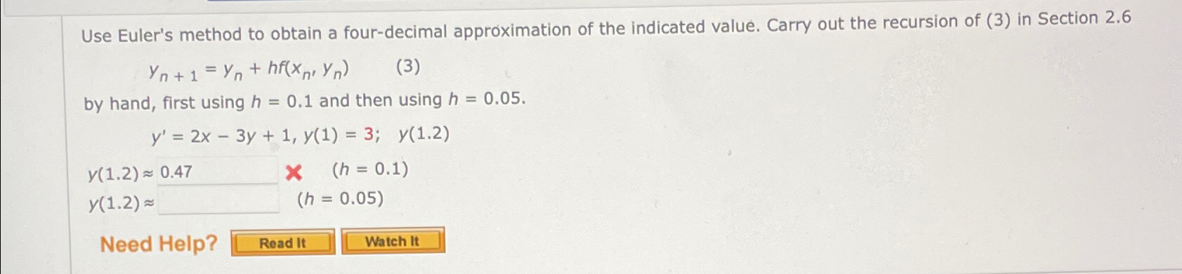 Solved Use Euler's method to obtain a four-decimal | Chegg.com
