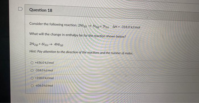 Solved Consider the following reaction: | Chegg.com