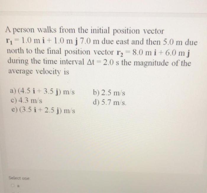 Solved A person walks from the initial position vector ri = | Chegg.com