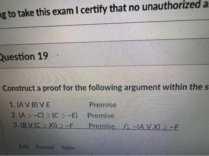 Construct a proof for the following argument within | Chegg.com