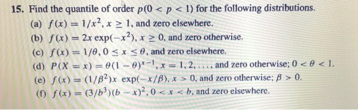 Solved Definitions (different from text) • The p quantile | Chegg.com