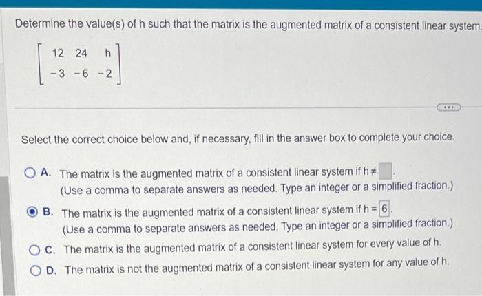 Solved Determine the value(s) of h such that the matrix is | Chegg.com