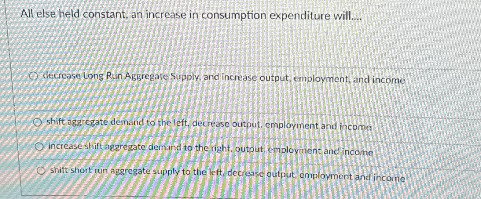 Solved All else held constant, an increase in consumption | Chegg.com