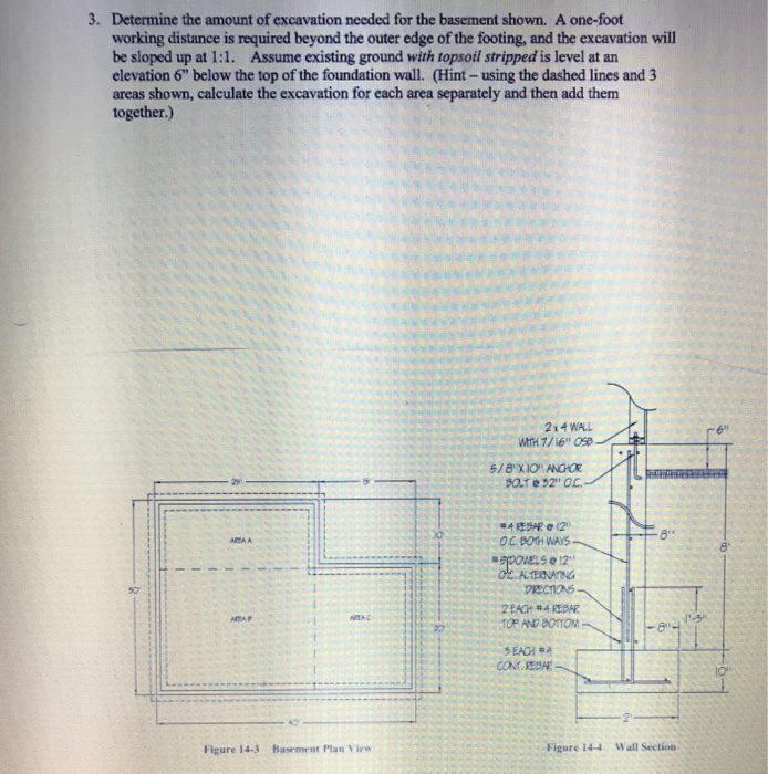 Solved 3. Determine the amount of excavation needed for the | Chegg.com