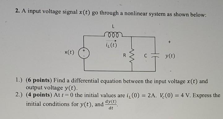Solved 2. A input voltage signal x(t) go through a nonlinear | Chegg.com