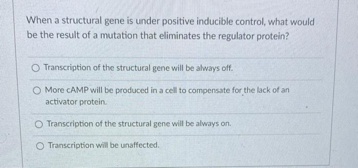 Solved When a structural gene is under positive inducible | Chegg.com