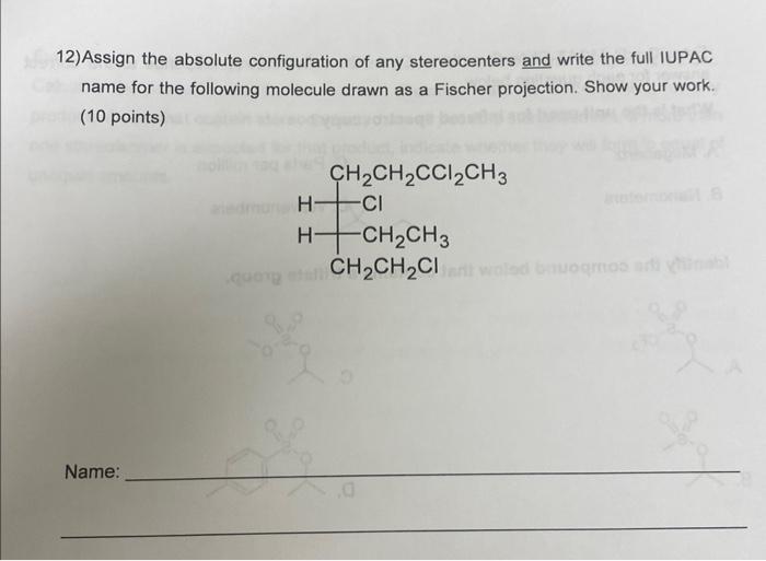 Solved 12)Assign the absolute configuration of any | Chegg.com