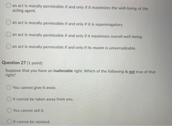 Solved If a maxim is universalizable, this means that: O | Chegg.com