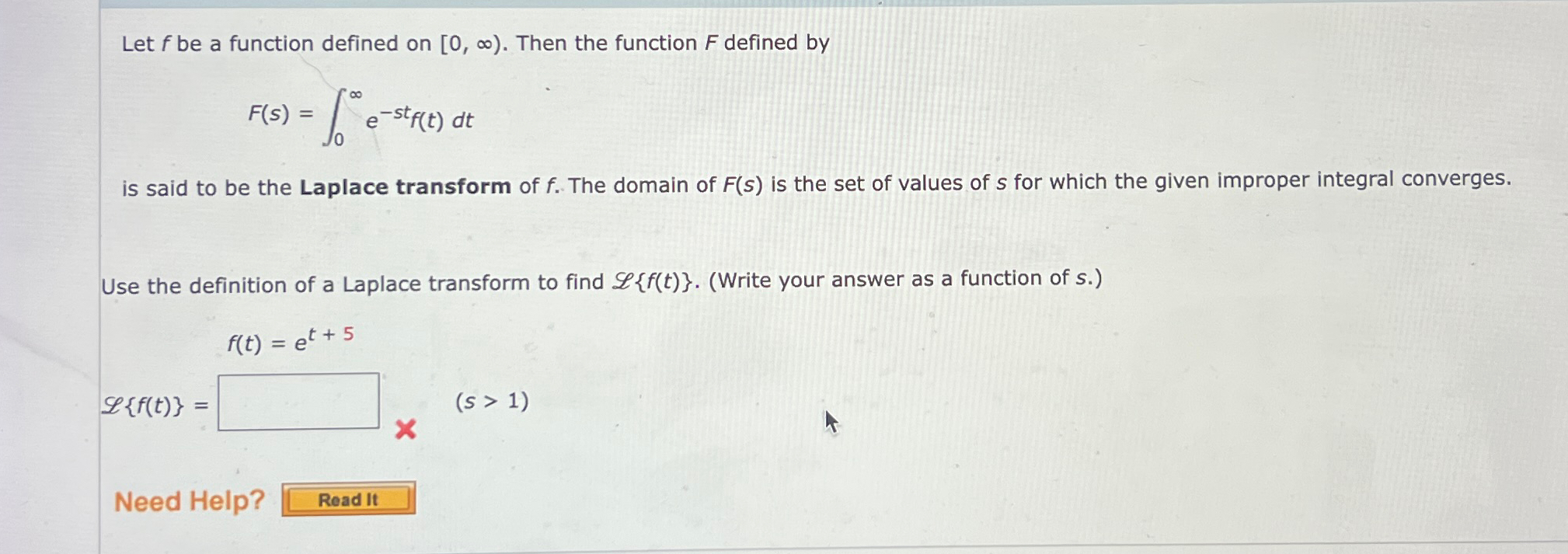 Solved Let f ﻿be a function defined on [0,∞). ﻿Then the | Chegg.com