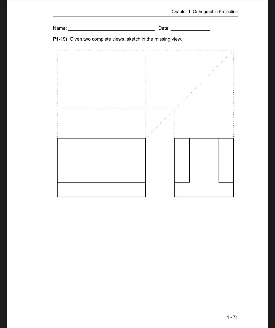 Solved Chapter 1 Orthographic Projectionname Date P1 19