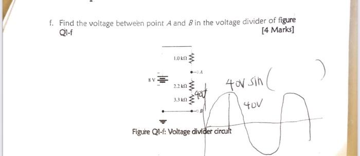 Solved f. Find the voltage between point A and B in the | Chegg.com