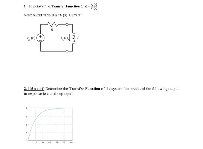 Solved 1. (20 point) Find Transfer Function G(s)=Vs(s)t0(s) | Chegg.com