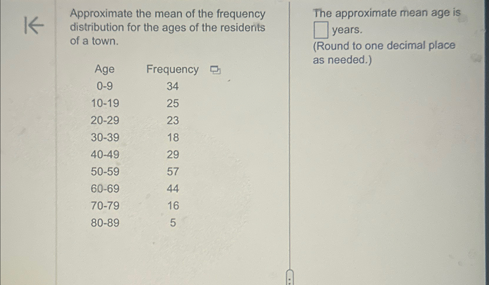 Solved Approximate the mean of the frequency distribution | Chegg.com