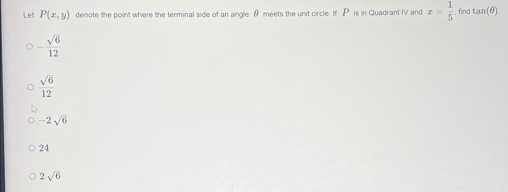 Solved Let P(x,y) ﻿denote the point where the terminal side | Chegg.com