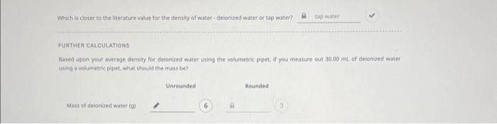 Solved help!!!Based upon your average density for deionized | Chegg.com