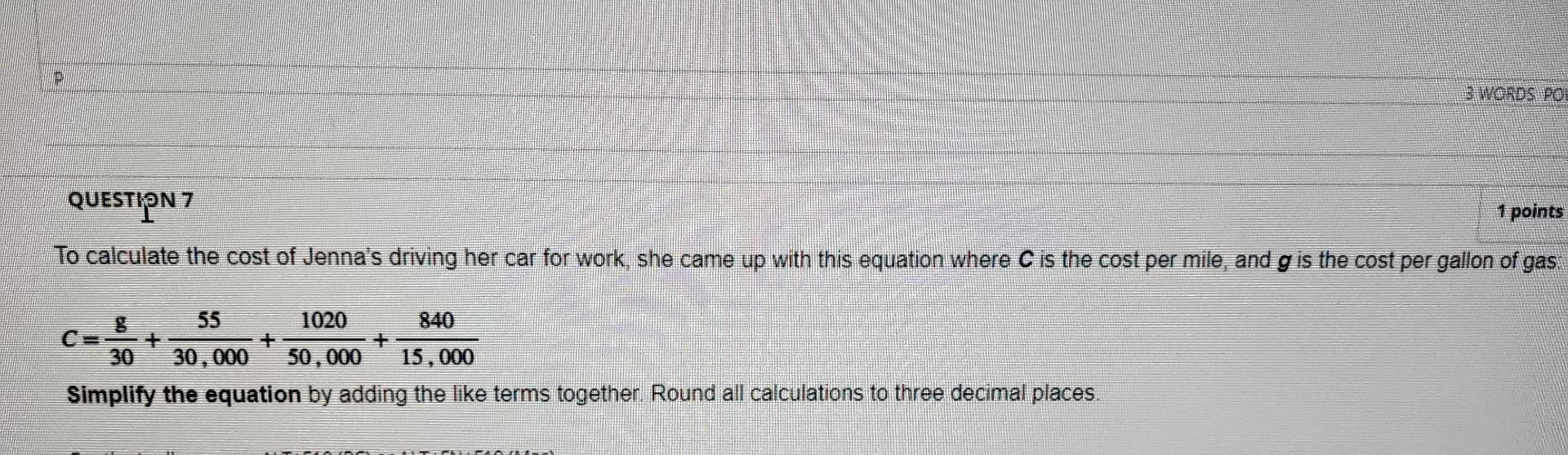 QUESTIPN 7 To calculate the cost of Jenna's driving | Chegg.com