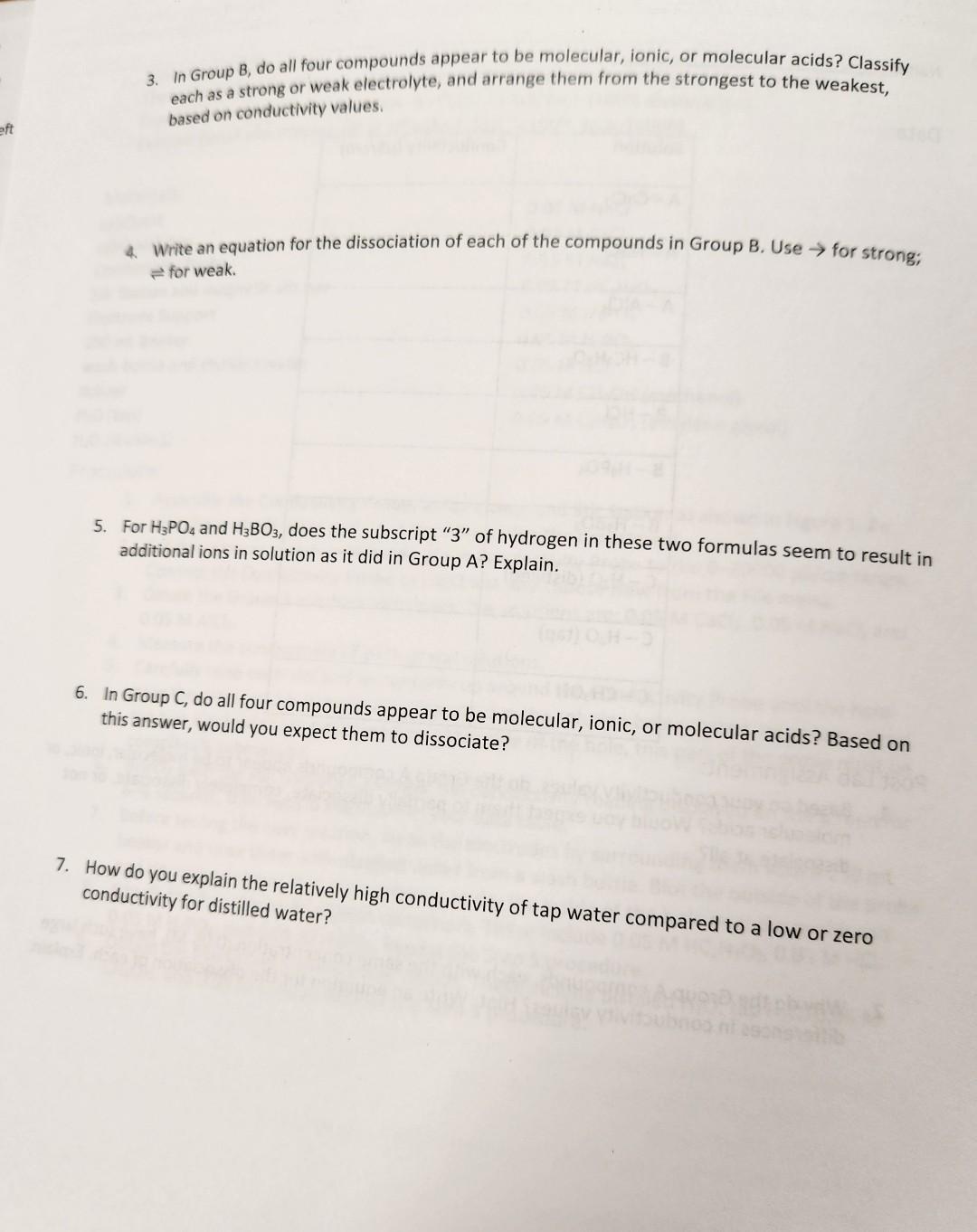 Post Lab Assignment: 1. Based on your conductivity | Chegg.com