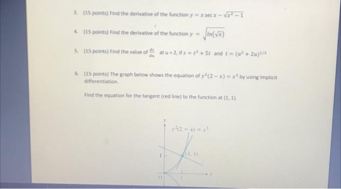 Solved 3. (15 points) Find the derivativer of the function | Chegg.com Solved 3. (15 points) Find the derivativer of the function | Chegg.com