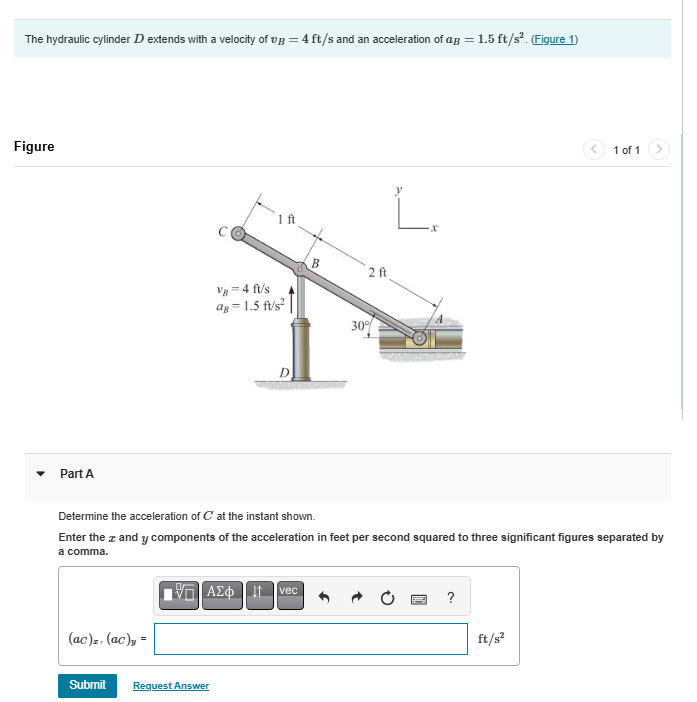 Solved FigurePart ADetermine the acceleration of C at ﻿the | Chegg.com