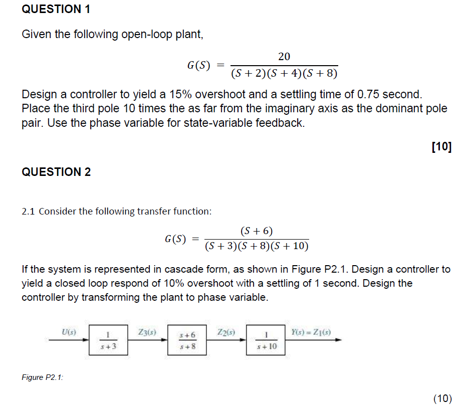 Solved QUESTION 1Given the following open-loop | Chegg.com