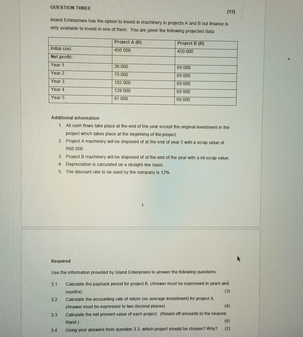 Solved QUESTION THREE[15]Island Enterprises has the option | Chegg.com