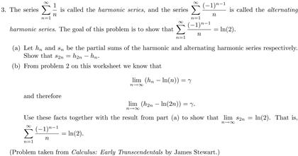 The series 1/n is called (the harmonic series, and | Chegg.com