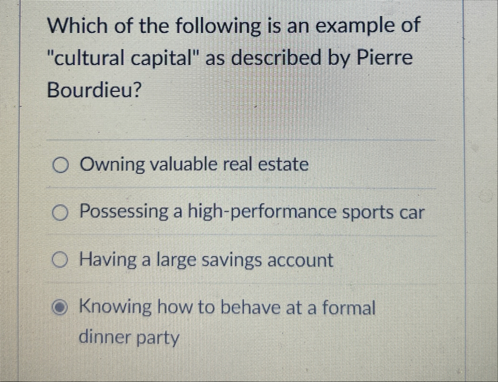 Solved Which of the following is an example of "cultural | Chegg.com