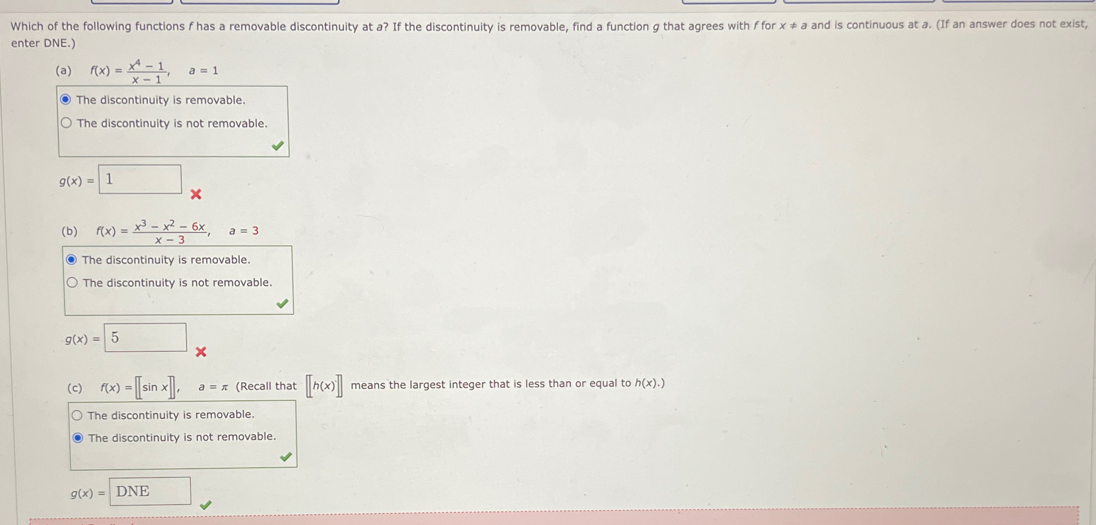 Solved Which of the following functions f ﻿has a removable | Chegg.com