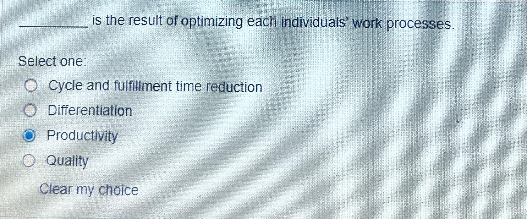 Solved is the result of optimizing each individuals' work | Chegg.com