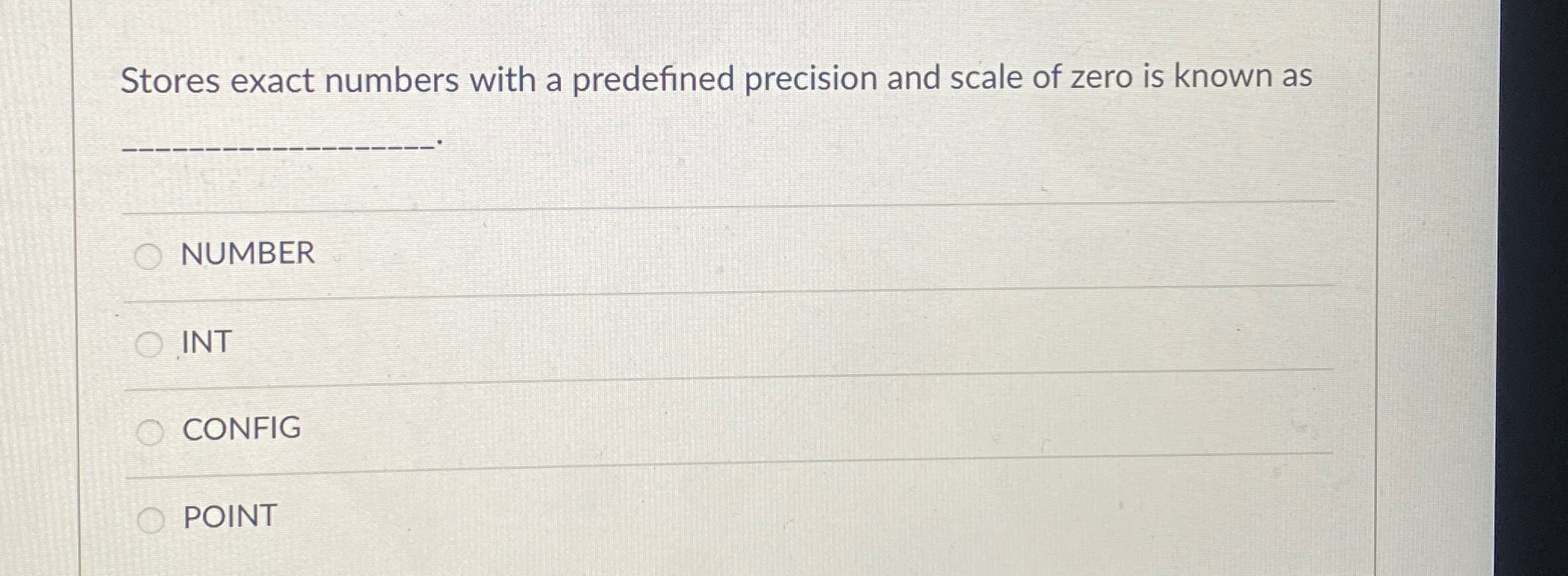 Solved Stores exact numbers with a predefined precision and | Chegg.com
