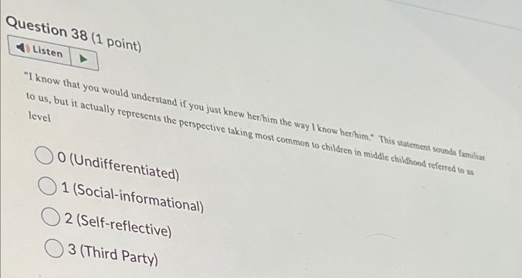 Solved Question 38 (1 ﻿point)Listen"I know that you would | Chegg.com