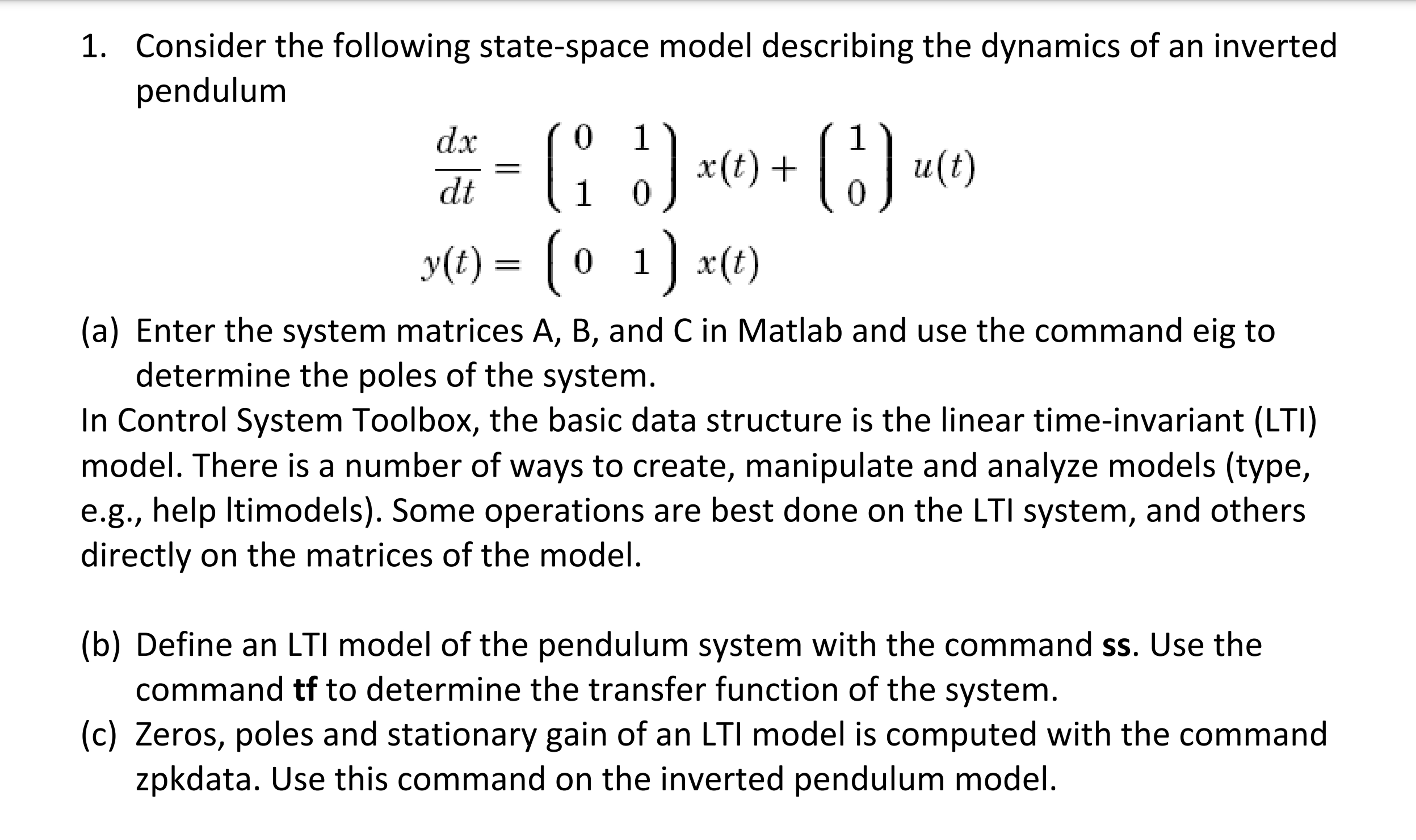 Solved Consider the following state-space model describing | Chegg.com