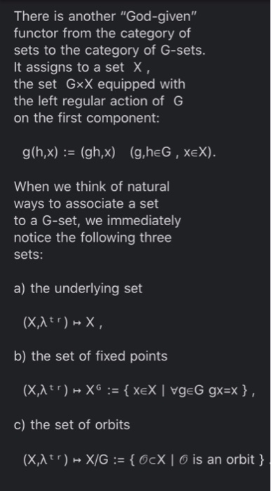 Consider the category of G-sets, that is, sets | Chegg.com