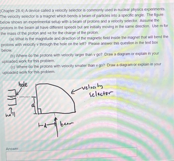 Solved (Chapter 28.4) A device called a velocity selector is | Chegg.com