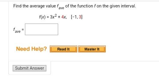 Solved Find the average value fave of the function f on the | Chegg.com