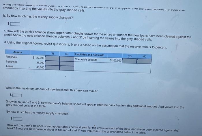Solved The following balance sheet is for Big Bucks Bank. | Chegg.com