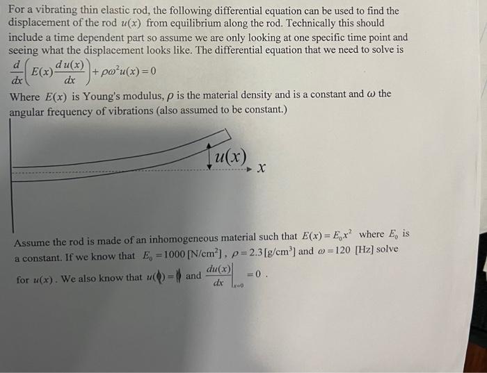 Solved For a vibrating thin elastic rod, the following | Chegg.com