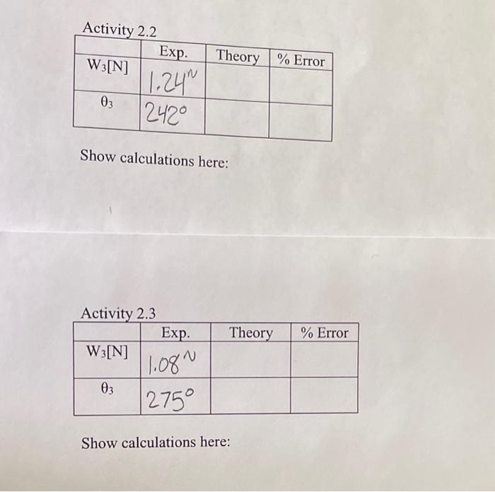 Solved Activitv 2.1 Show calculations here:Activitv?? Show | Chegg.com