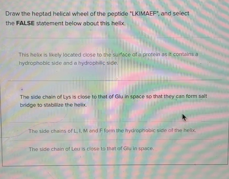 Solved Draw the heptad helical wheel of the peptide | Chegg.com