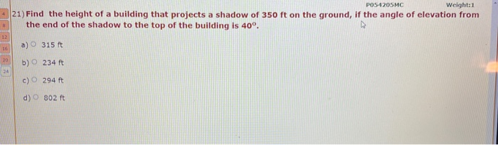 Solved find the height of a building that projects a shadow | Chegg.com